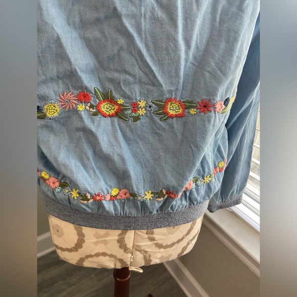 Gianni Bini | Jackets & Coats | Nwot Gb Chambray Colorful Embroidered ...